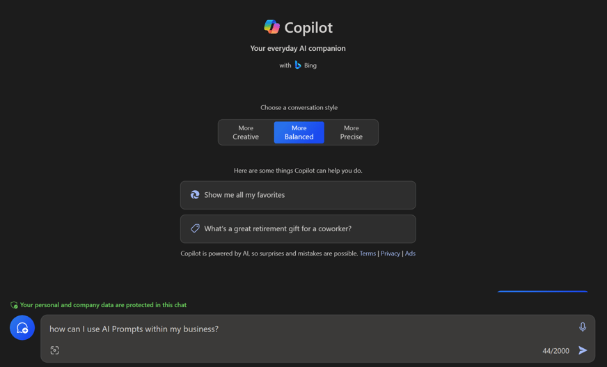 Getting started with Microsoft Copilot (AI chat for business)